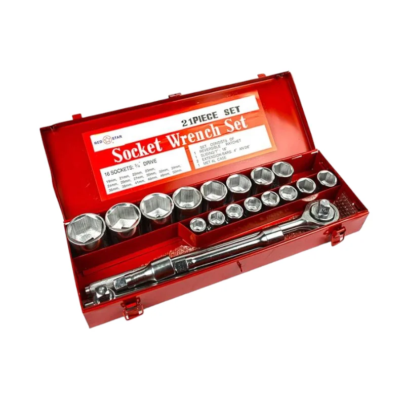 20pc 3/4″ Square Drive Socket Set Metal Case - Red Star Tools